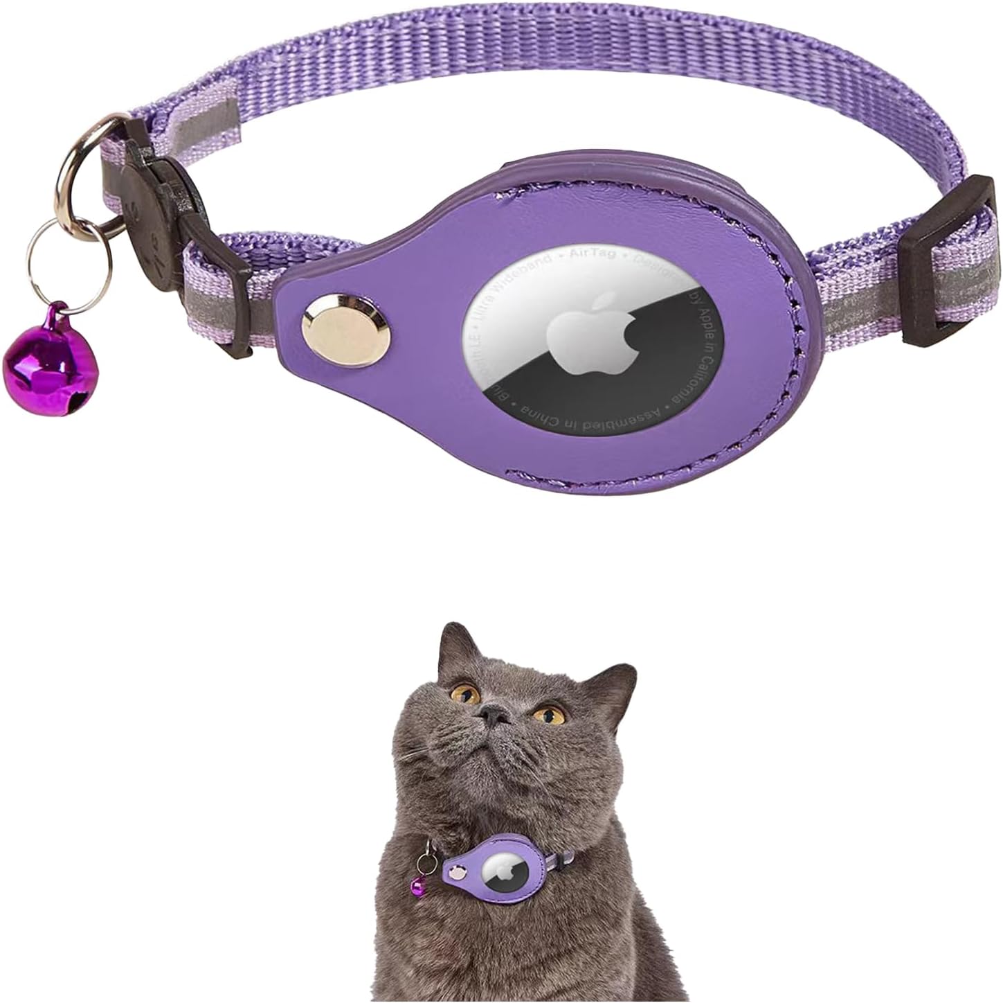 Amazon | 猫用首輪 パープル gpsペット 安全首輪 追跡 エアタグ 犬 ペット 迷子防止 調整可能 NYANDELMO ND-0026-R06-PL | NYANDELMO | 首輪 通販