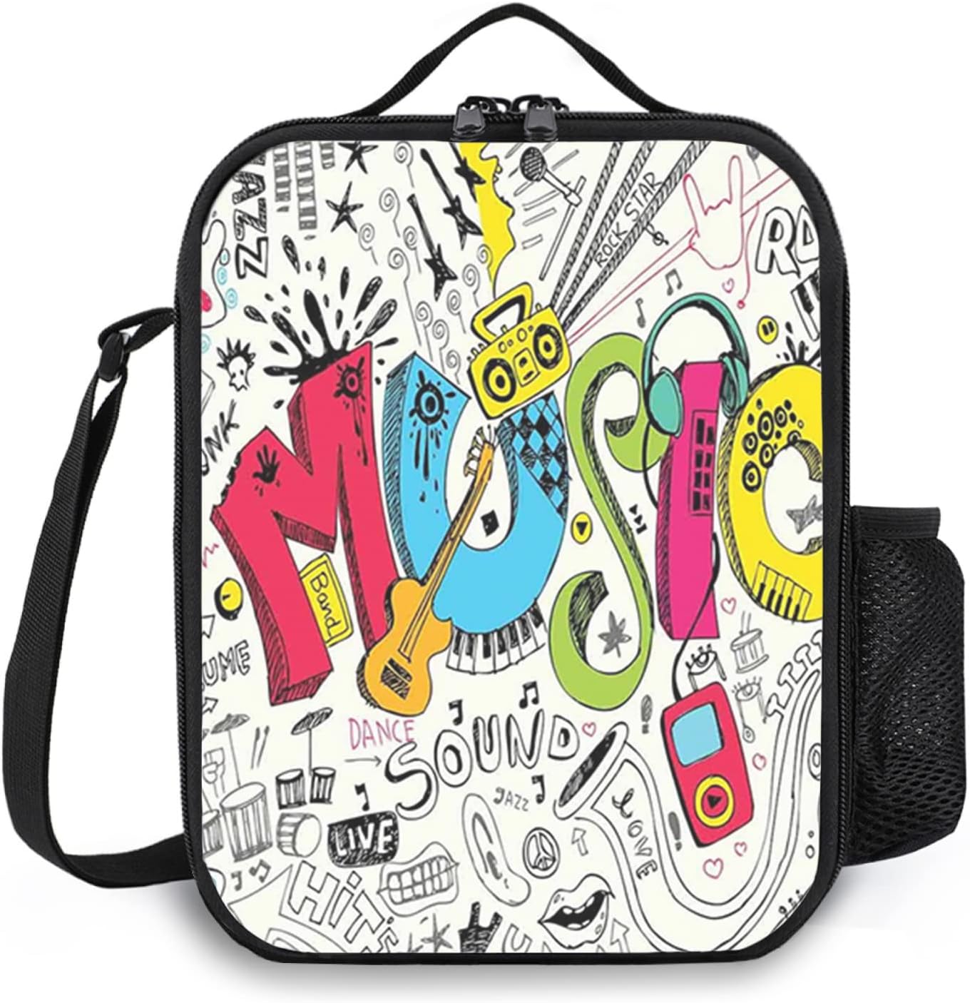Amazon.com: Music Lunch Box for Men Women Adults Pop Art Doodle Style ...