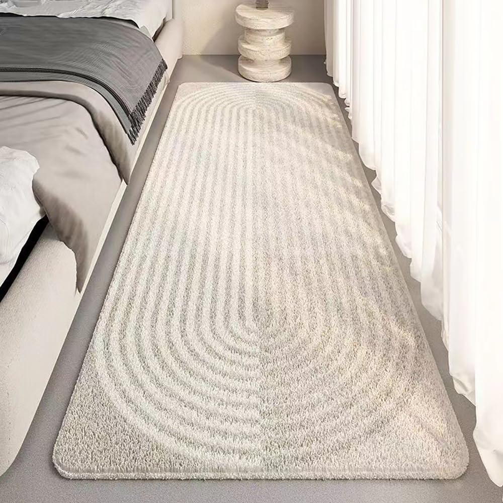 Minimalist Beige Bathroom Runner Rug, Wabi-sabi Runner Rugs for Bedroom ...