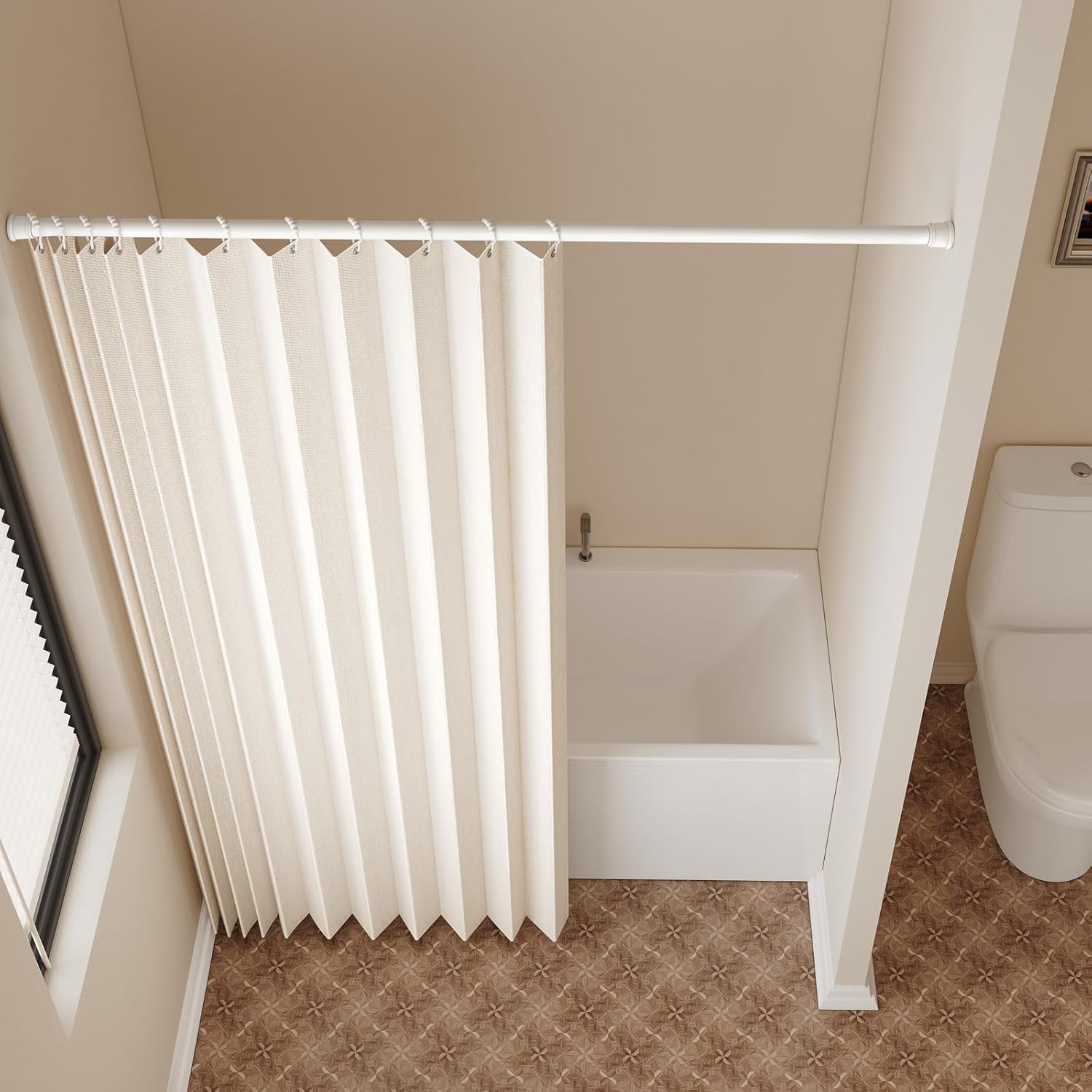 Amazon.com: Awellife Folding Shower Curtain Set with 12 Hooks ...