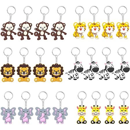 Amazon.com: iMagitek 24 Pack Jungle Animal Keychains Safari Animal ...