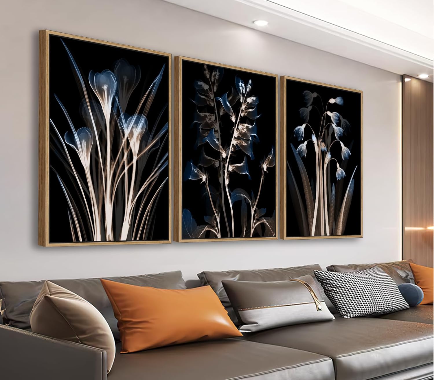 Amazon.com: Large Modern Framed Wall Art - Natural Float Framed Blue ...