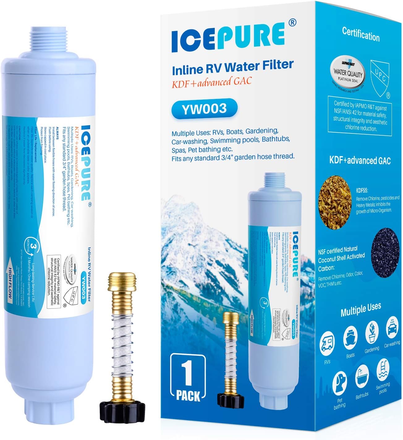 ICEPURE Hose Inline Water Filter for RV Garden Pool Comoros | Ubuy
