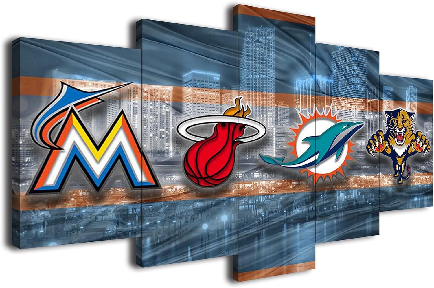 Amazon.com: Miami City Sports Team Poster Sports Canvas Wall Art ...