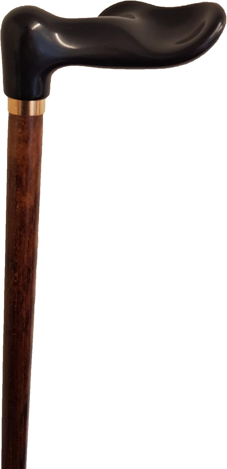 Left Handed Walking Stick with a Black Handle and Beechwood Shaft ...