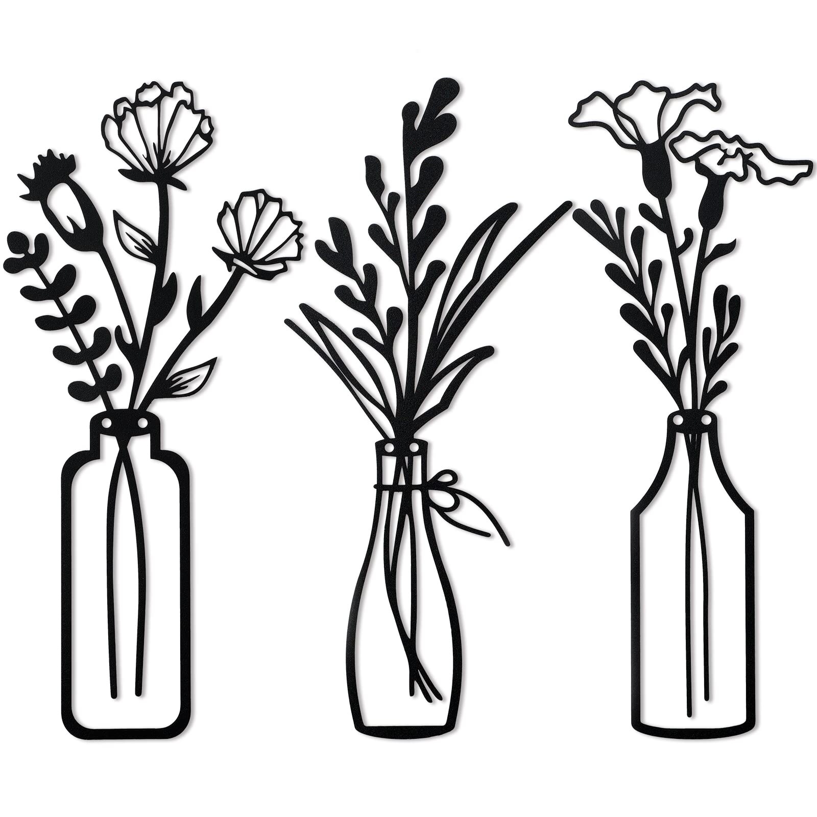 Buy Hotop 3 Pieces Metal Vase Flowers Wall Arts Minimalist Wall Decor