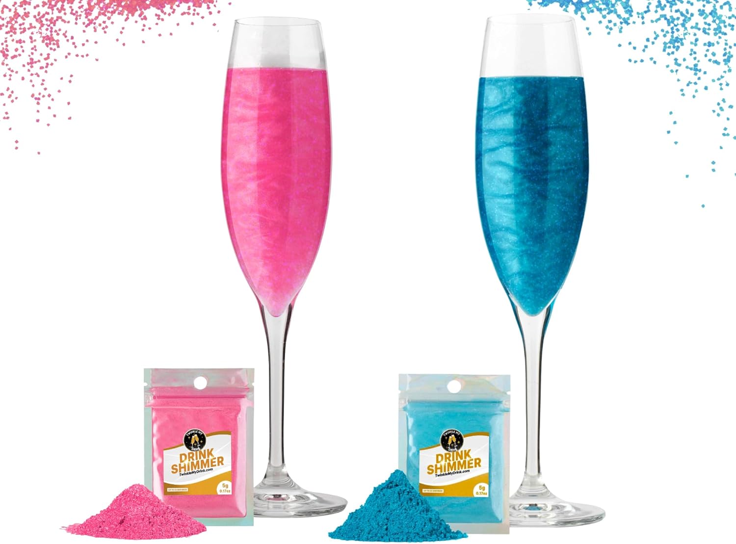 Twinkle my Drink® Pink & Blue Deluxe Edible Glitter for Drinks, Cakes ...