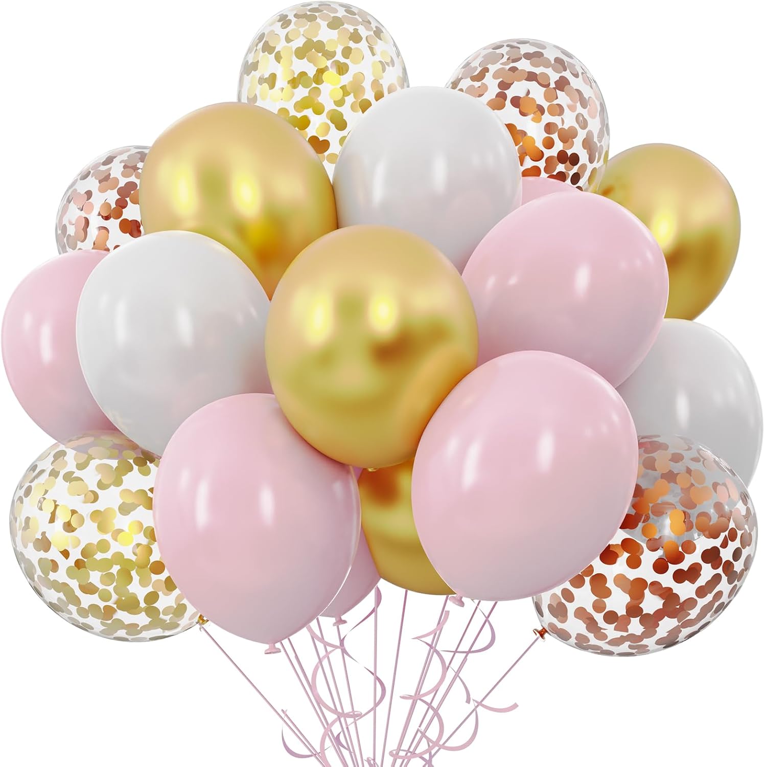 Amazon.com: Pink and Gold Balloons, 50pcs 12 inch Pink White Gold ...