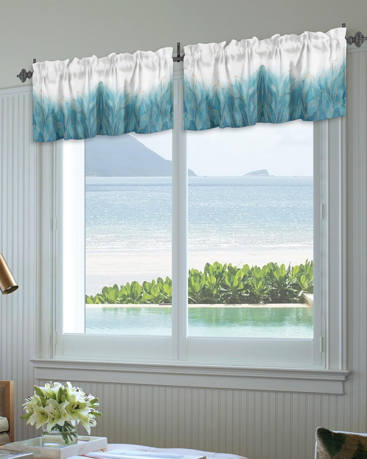 Teal Leaf Valances