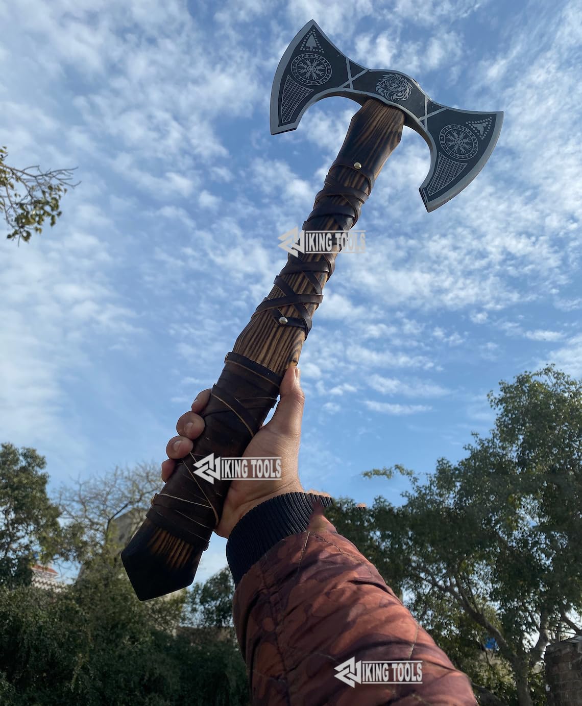 Double Sided Battle Axe MADIEVAL WARRIOR DOUBLE HEADED BATTLE AXE WITH