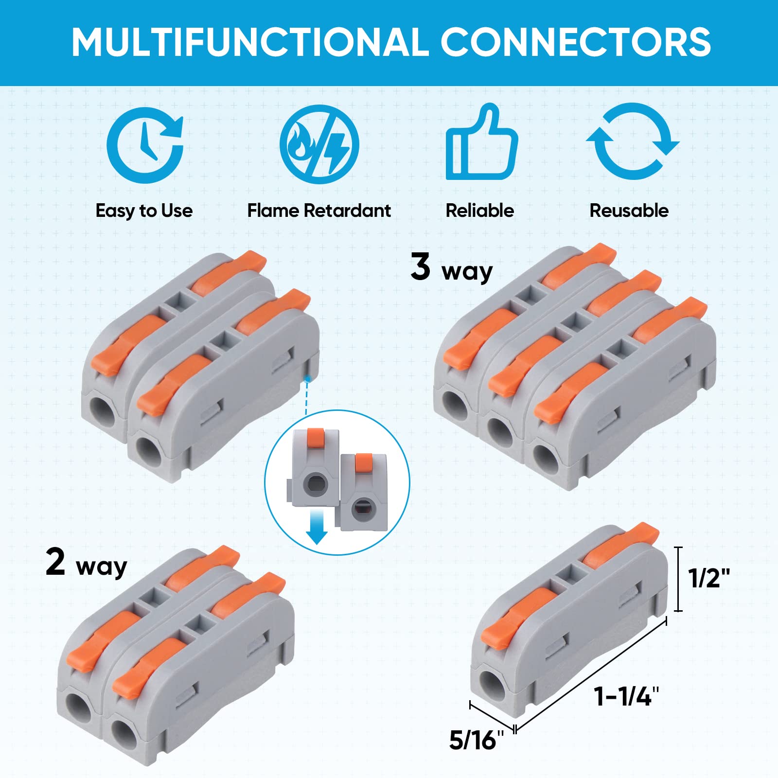 Snapklik.com : TICONN 30 Pcs Lever Wire Connectors Kit For 24-12 AWG ...