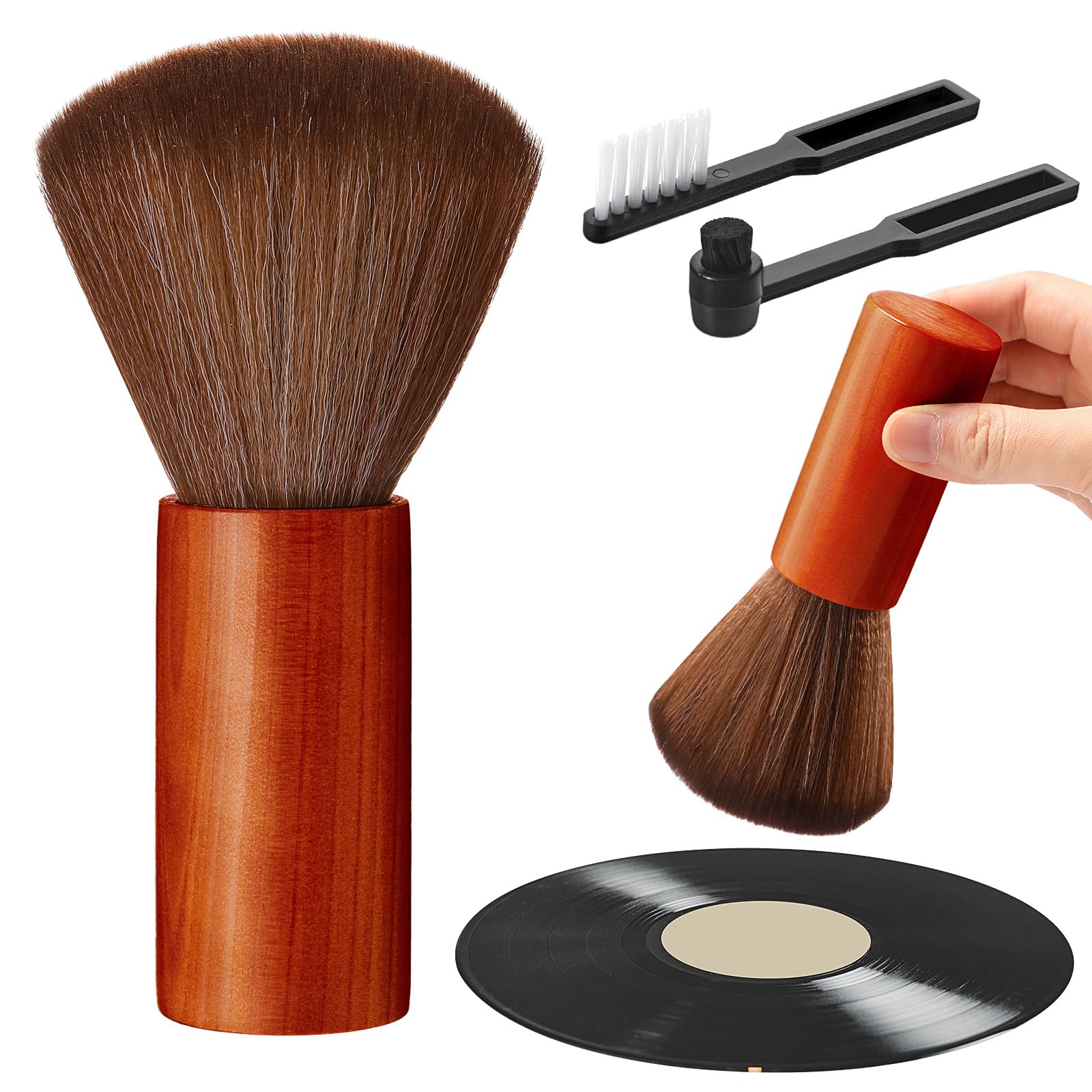Amazon.com: Ziliny 3 Pcs Vinyl Record Cleaning Brush Wooden Anti Static Dust Record Vinyl ...