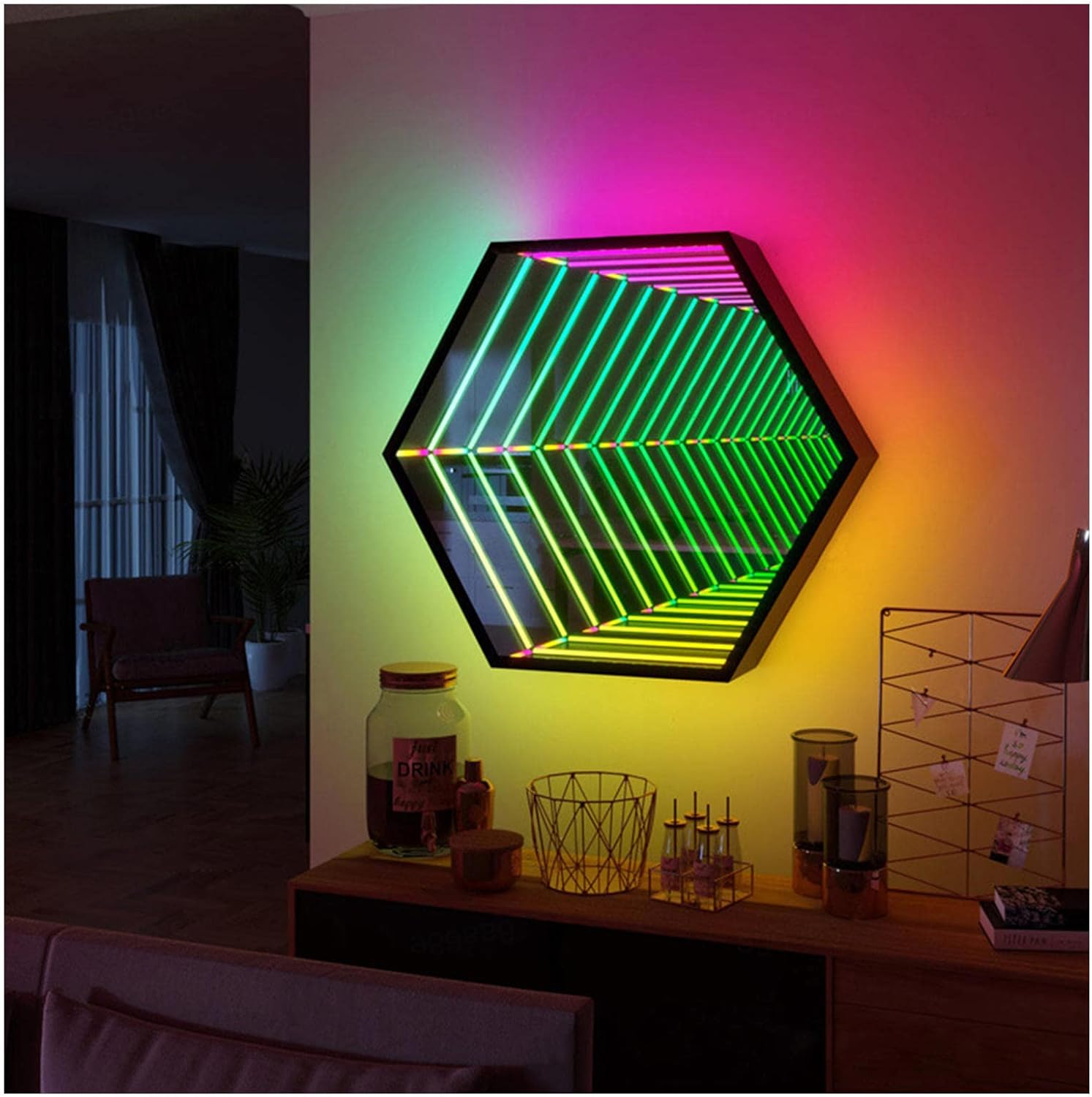 Amazon.com: NAPQUINA Mirror Tunnel Light, Infinity Mirror Light Tunnel ...