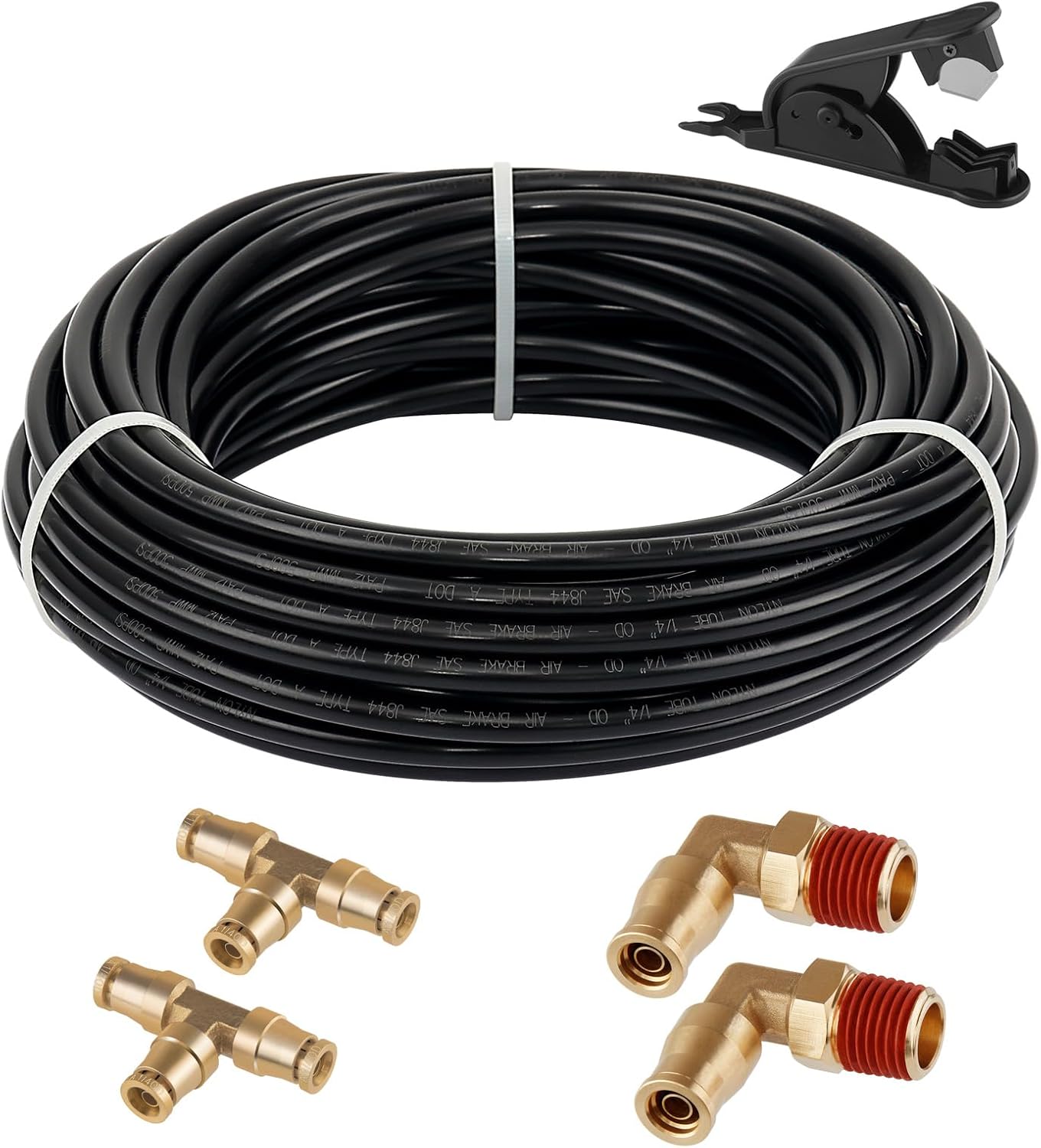 Amazon.com: Boeray 100FT 1/4 Air Line Fittings Kit 1/4" OD Quick Push ...