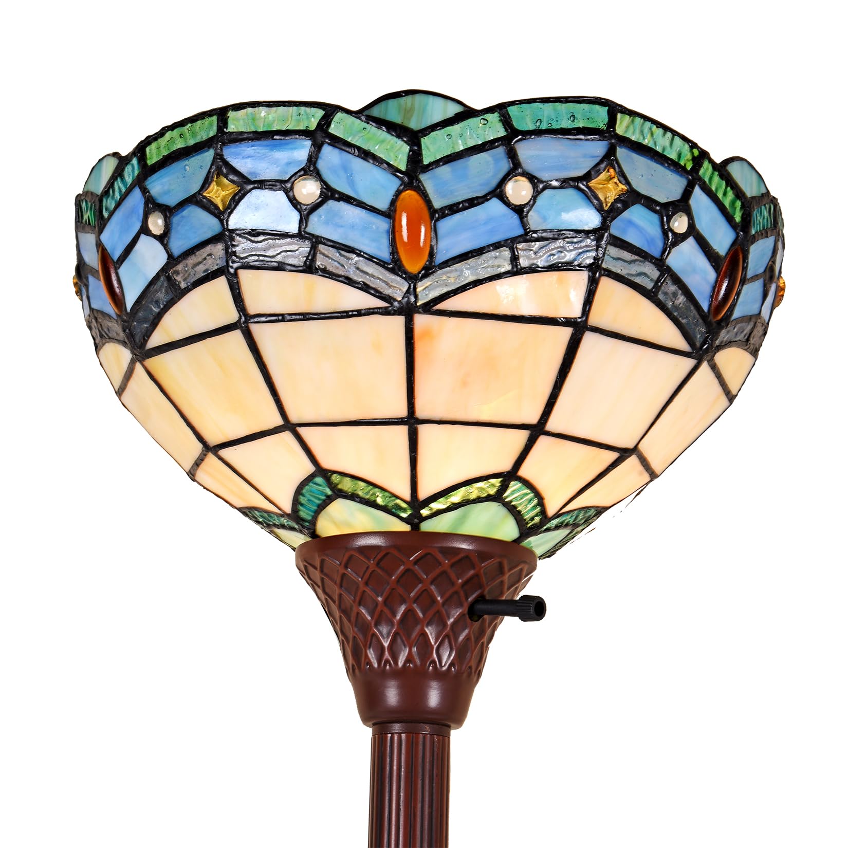 DOCHEER Tiffany Style Floor Lamp Stained Glass Shade Torchiere Lamps ...