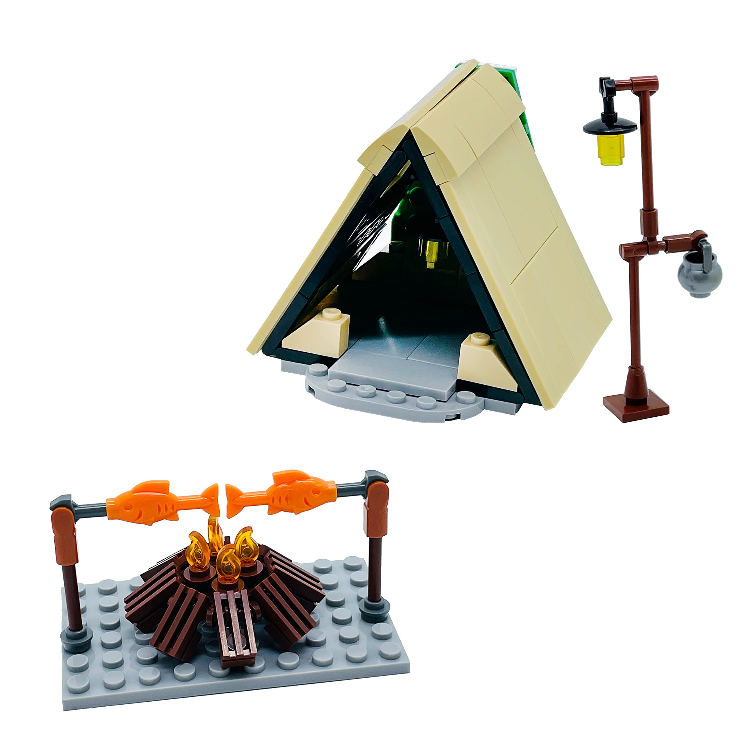 Amazon.com: Camping Building Block Kit Tent Bonfire Camping Lights ...