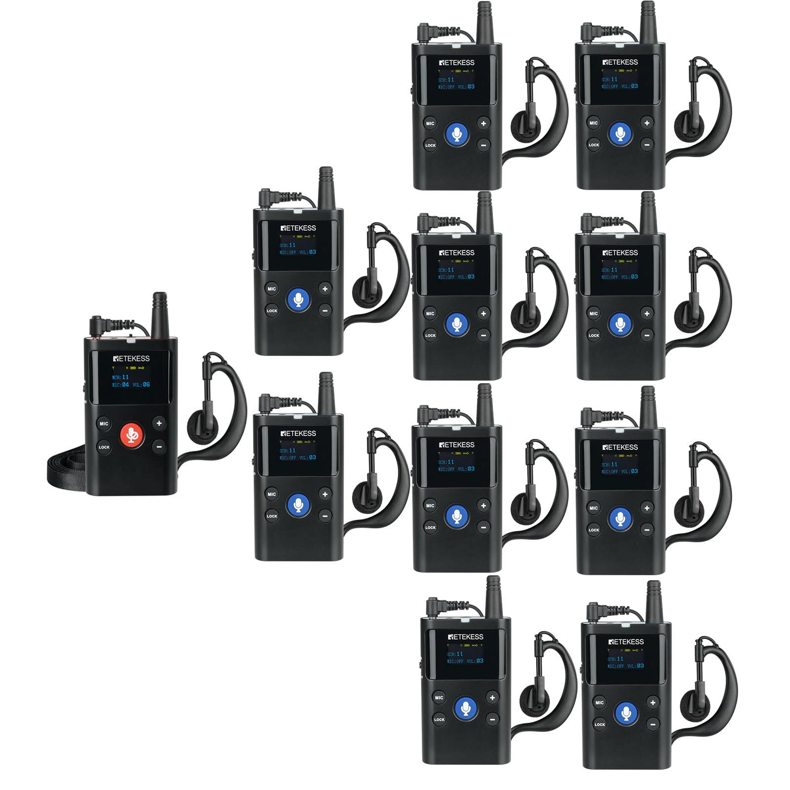 Amazon.com: Retekess TT126 Two-Way Wireless Tour Guide System, 2 Way ...