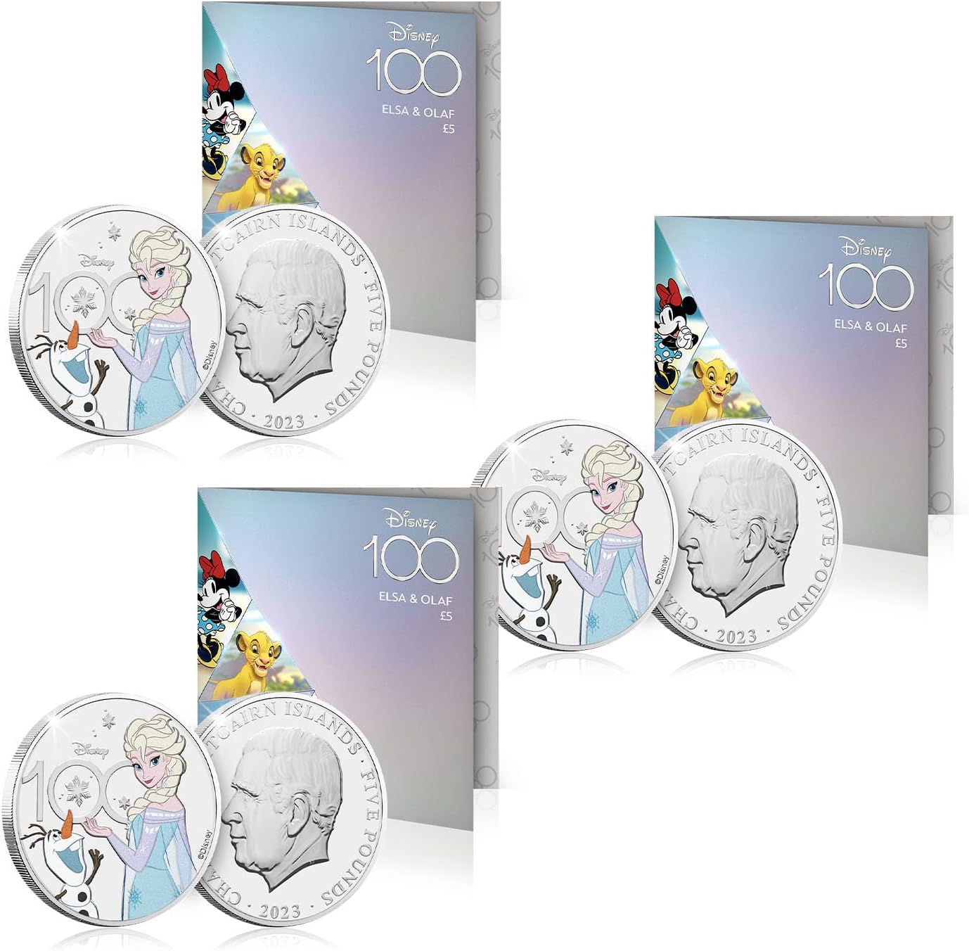 Disney 100th Anniversary Frozen Elsa and Olaf 5 BU 3 x Colour Coin ...