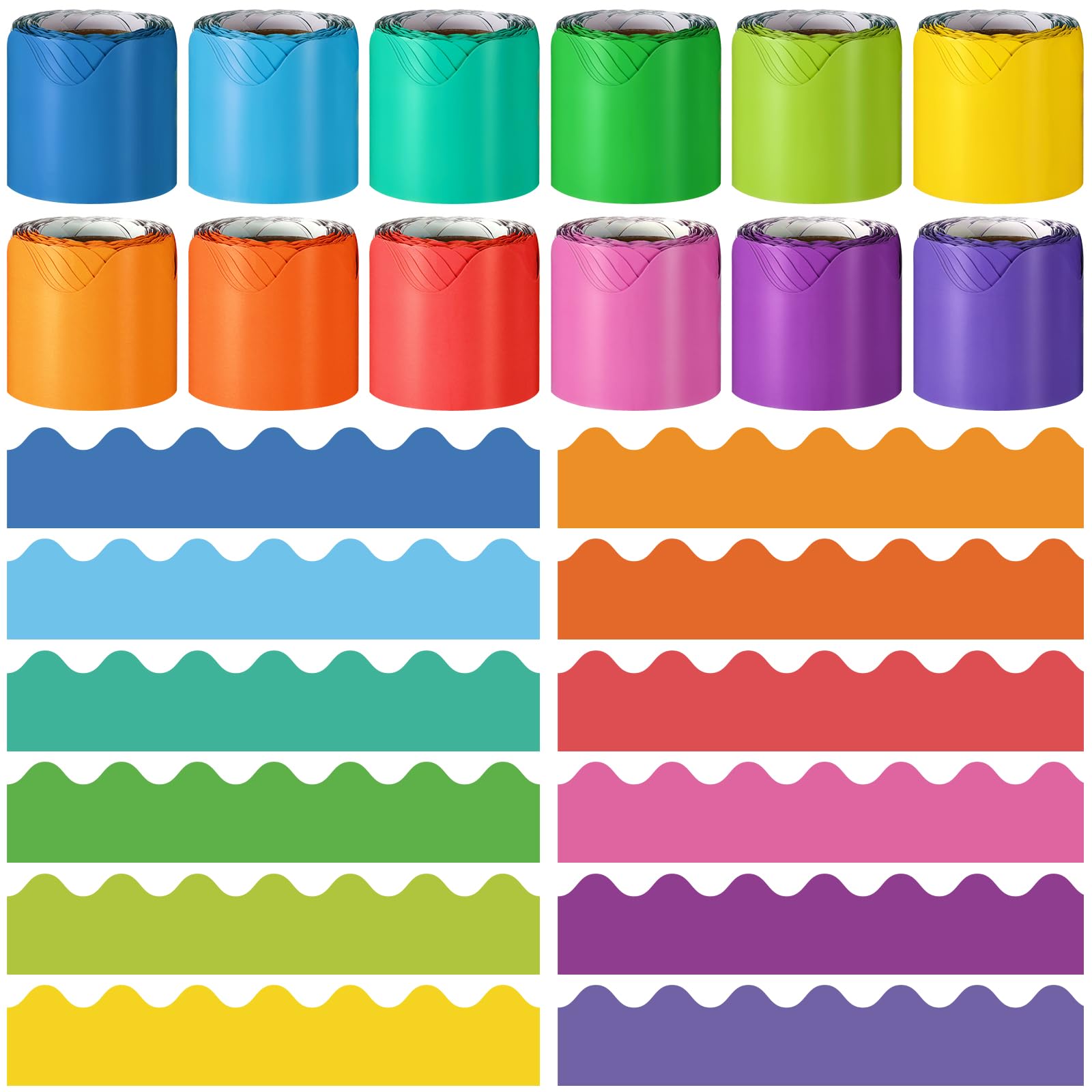 Buy Thenshop 12 Pack 394 Feet Colorful Scalloped Bulletin Board Borders ...