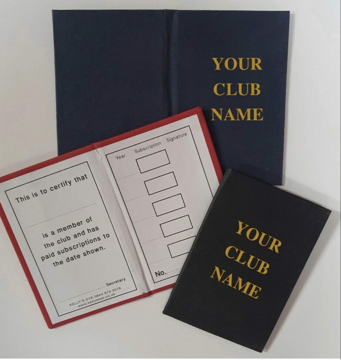 CLUB MEMBERSHIP CARDS HARDBACKED LINEN GOLD LETTERING PERSONALISED 5 ...