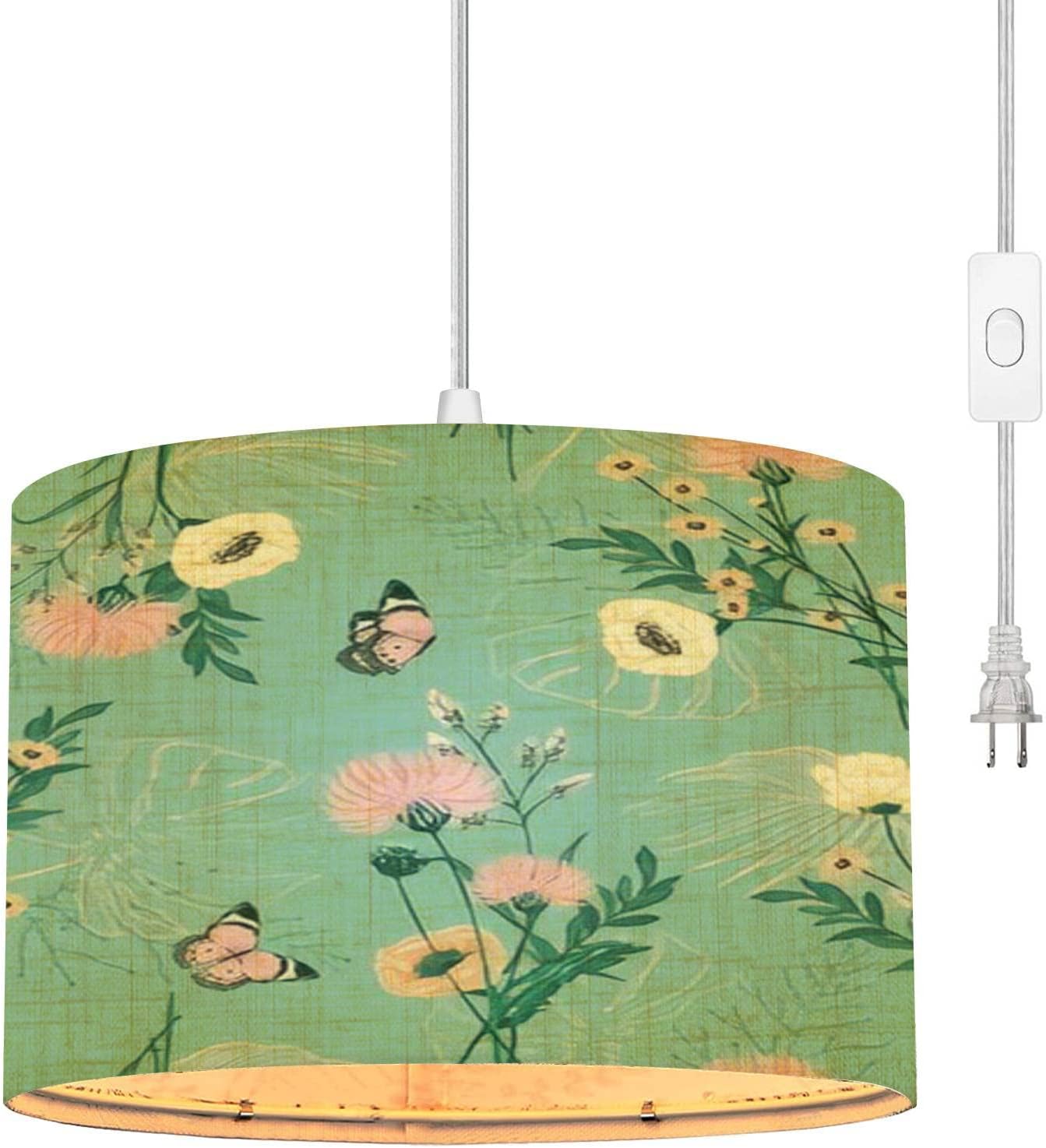 Plug in Pendant Light Trendy Pastel kind garden flower plants botanical ...