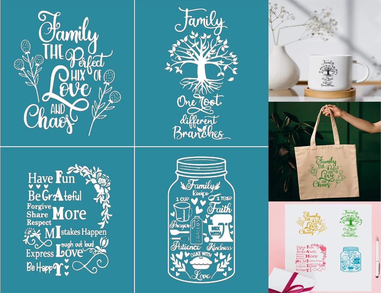 Amazon.com : Reusable Silk Screen Stencils Perfect Adhesive Stencils ...