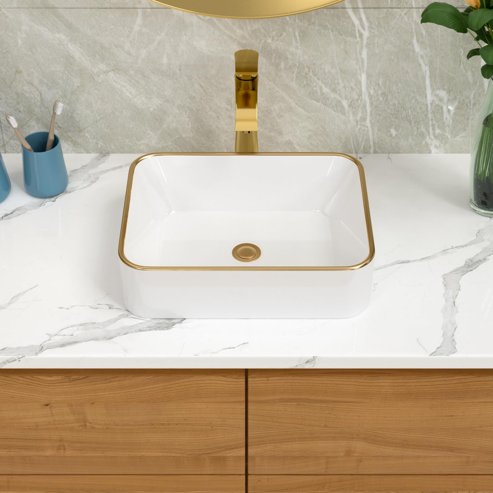Snapklik.com : Lordear Vessel Sink Rectangle 19 Inch Bathroom Sink ...