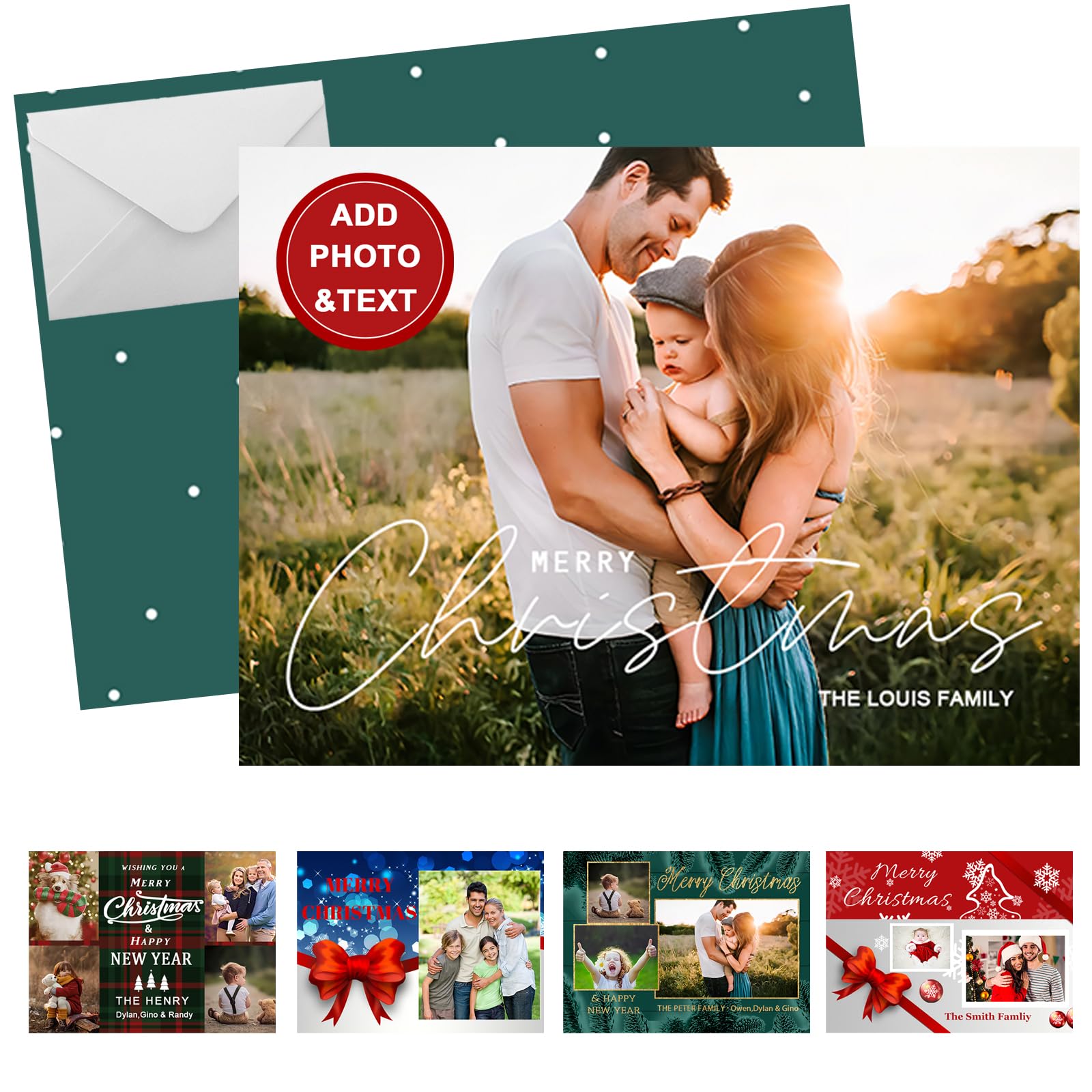 Amazon.com : Tkanina Personalized Christmas Cards,Premium Quality Photo ...
