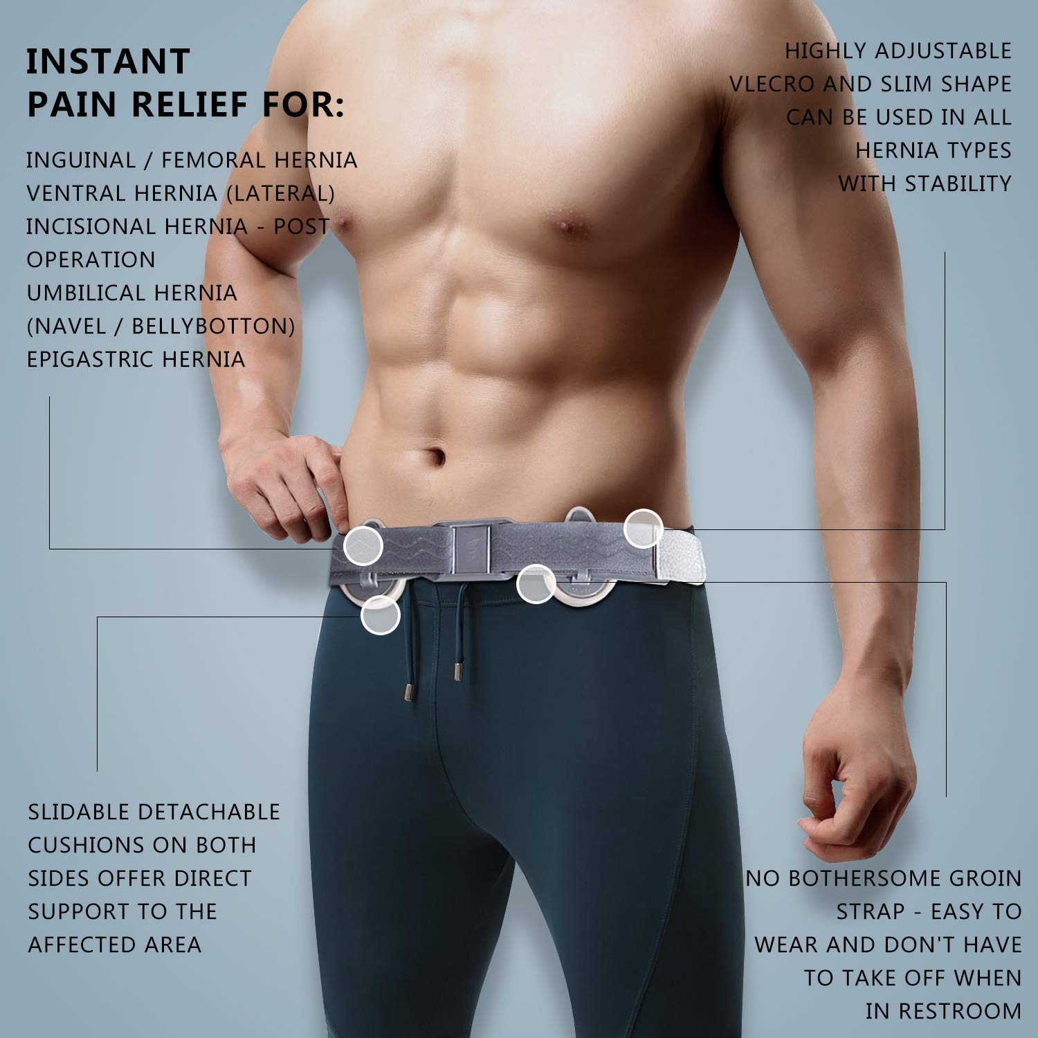 Hernia Belt Truss for Single or Double Inguinal, Femoral Hernia ...