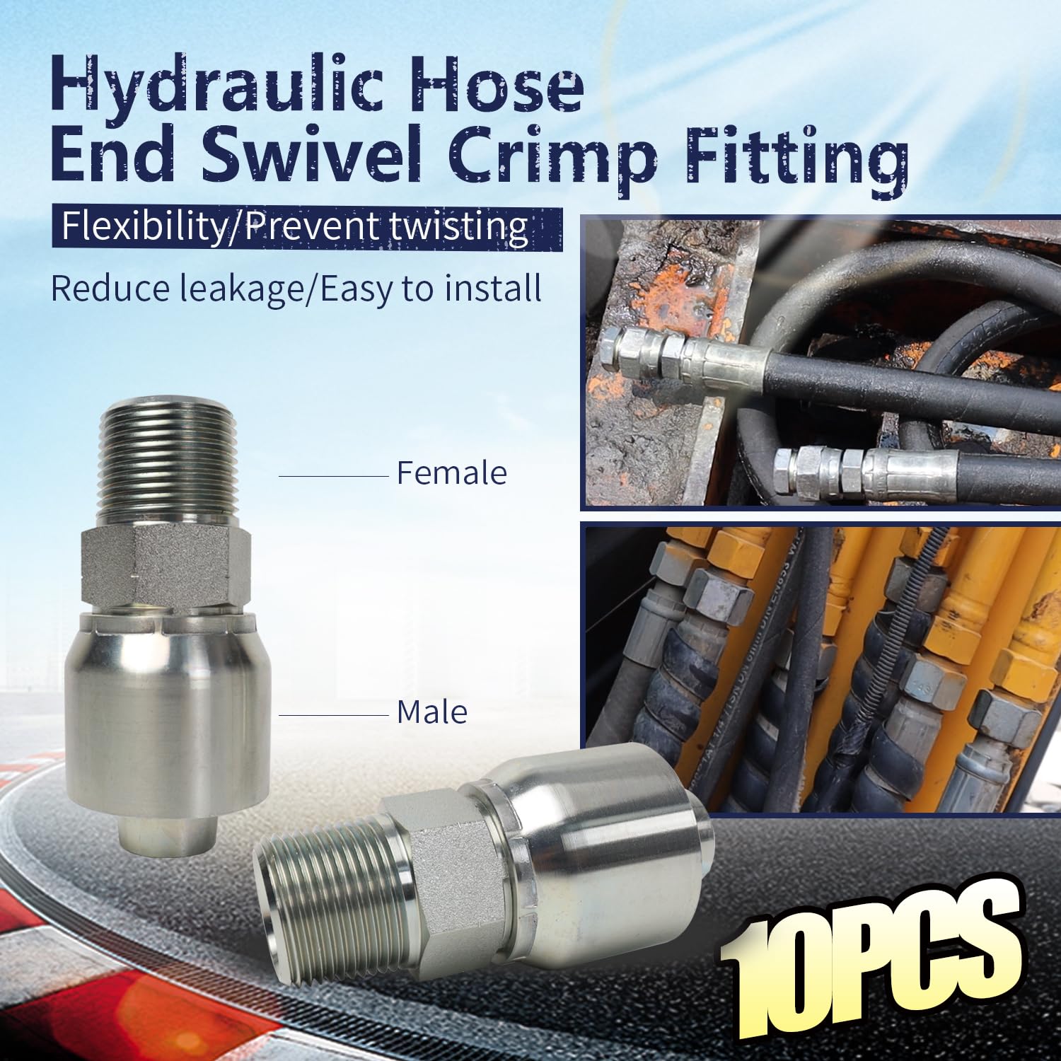 Snapklik.com : AKM MP Female Hydraulic Hose End Swivel Crimp Fitting