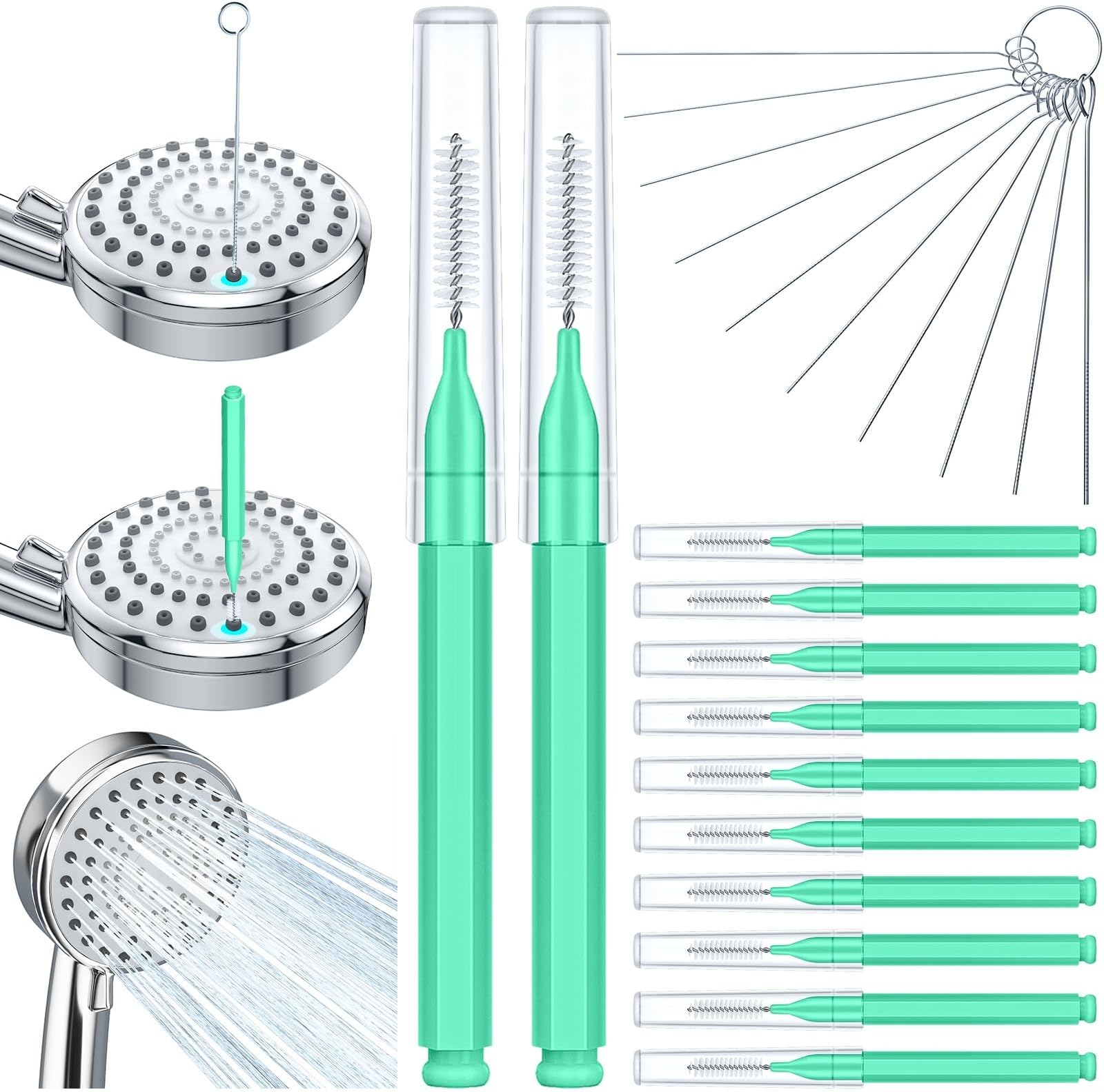 Amazon.com: Lumkew Multiple Shower Head Cleaning Brush, Shower Head ...