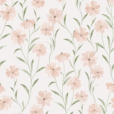 JiffDiff Floral Wallpaper Peel and Stick Pink Cosmos Wallpaper Flower ...