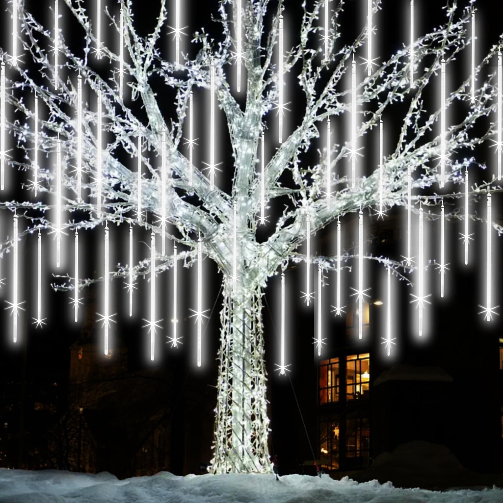 EAGWELL White Christmas Lights Outdoor, 16 Inch 20 Tubes 960 LED Meteor ...