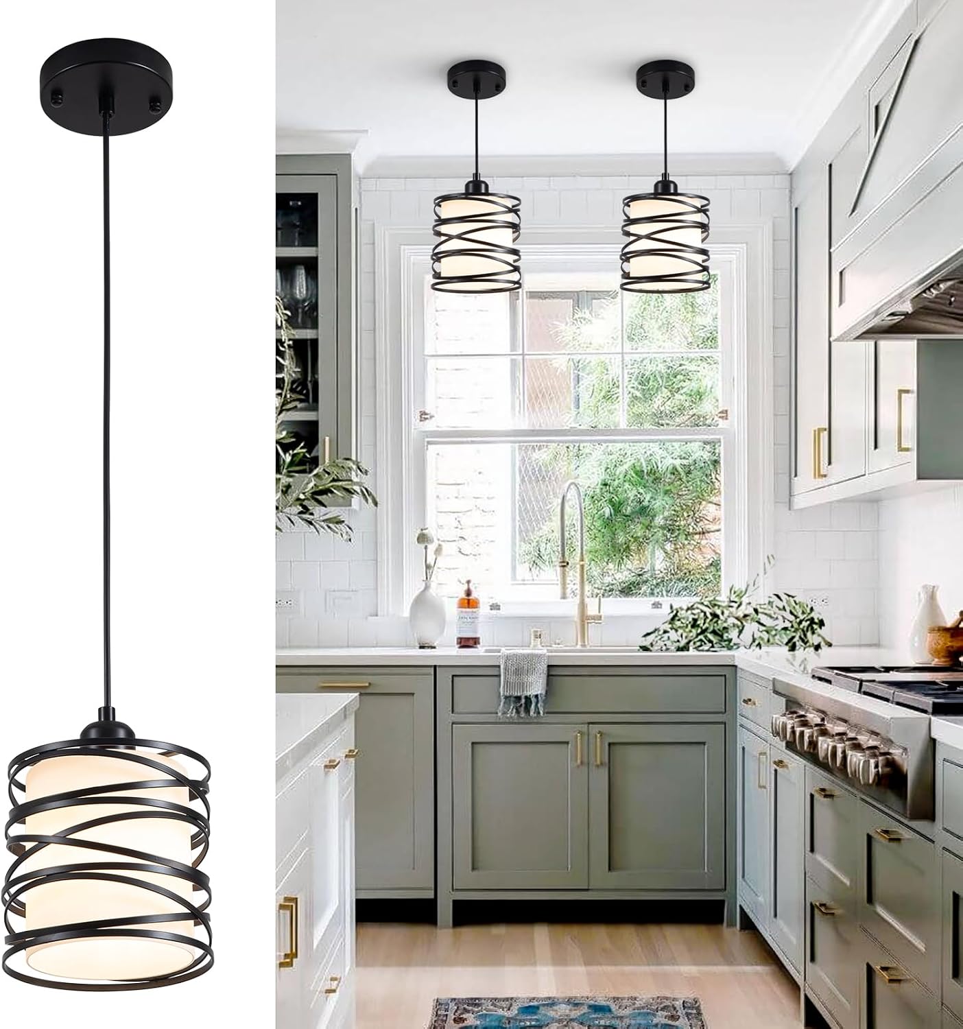 YongMing CL 1-Pack Mini Black Pendant Light Fixture Modern Ceiling ...