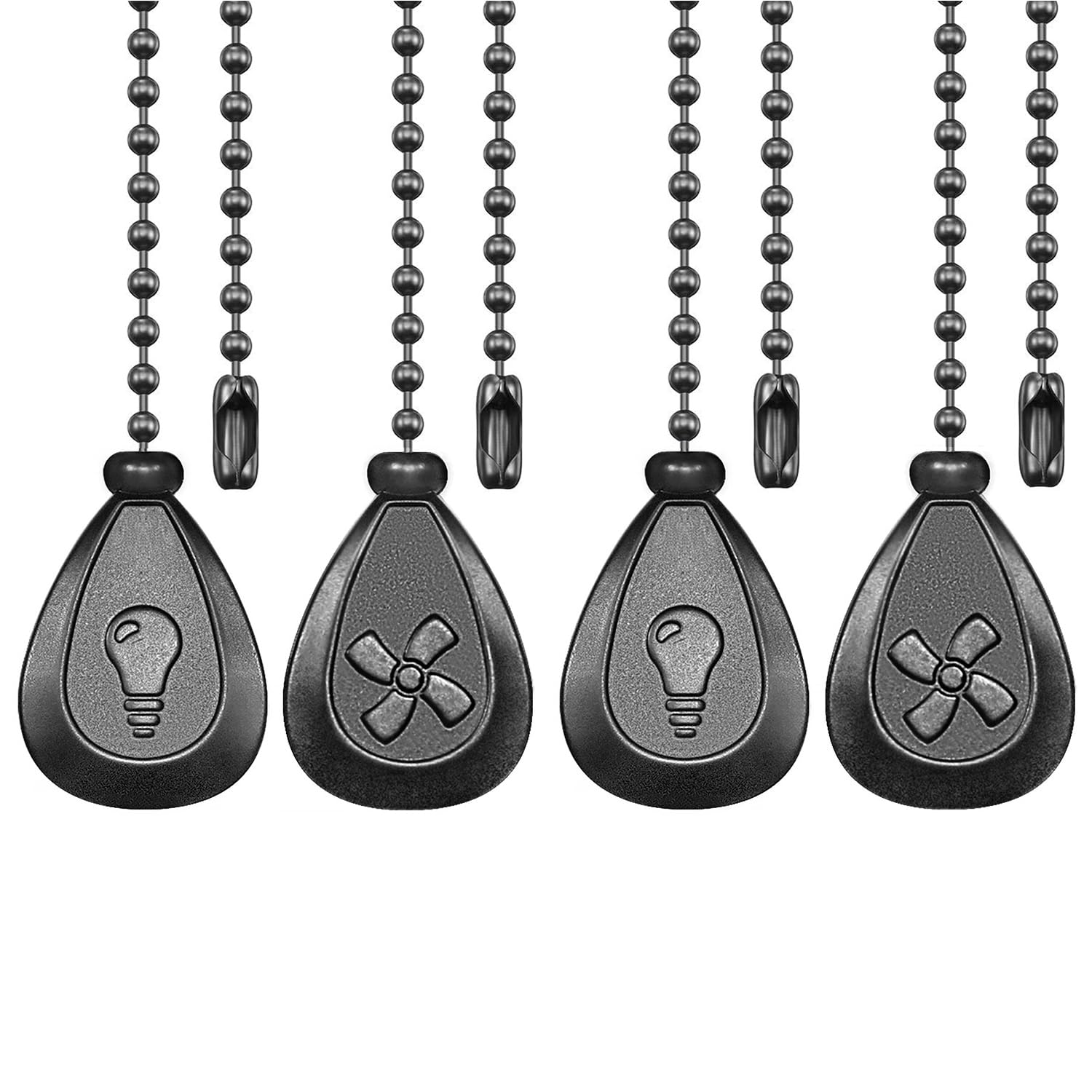 Snapklik.com : Dotlite Black Ceiling Fan Pull Chain, 4Pcs 12 Inches ...