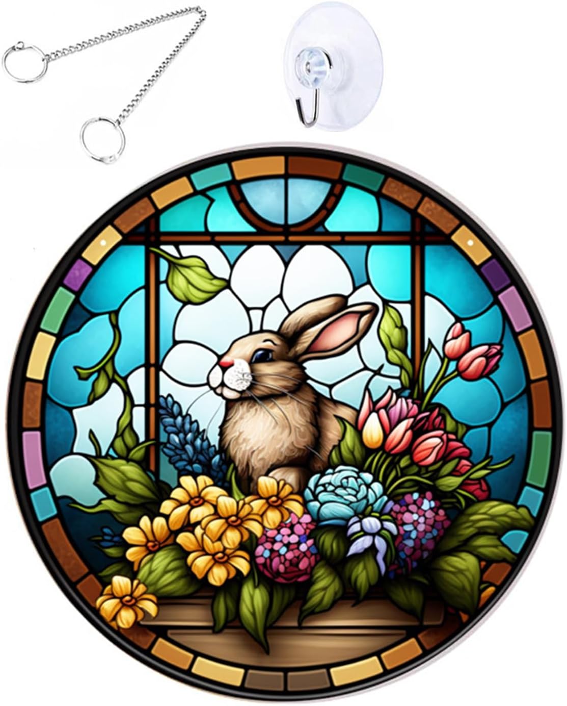 Amazon.com: U-MOJOK Easter Bunny Suncatcher,Acrylic Rabbit Stained ...