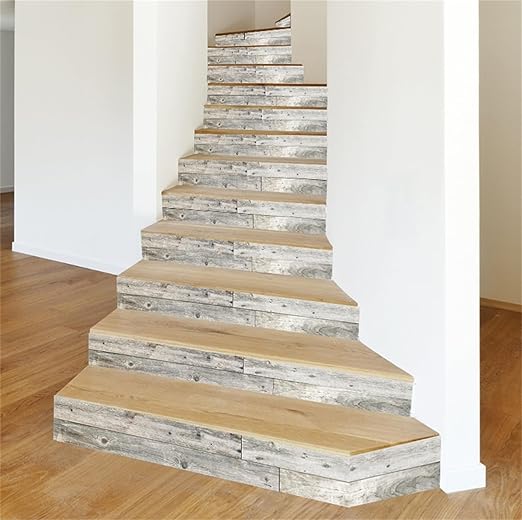 Amazon.com: artfanke 13Pcs Vintage Wood Grain Stair Stickers Peel and ...