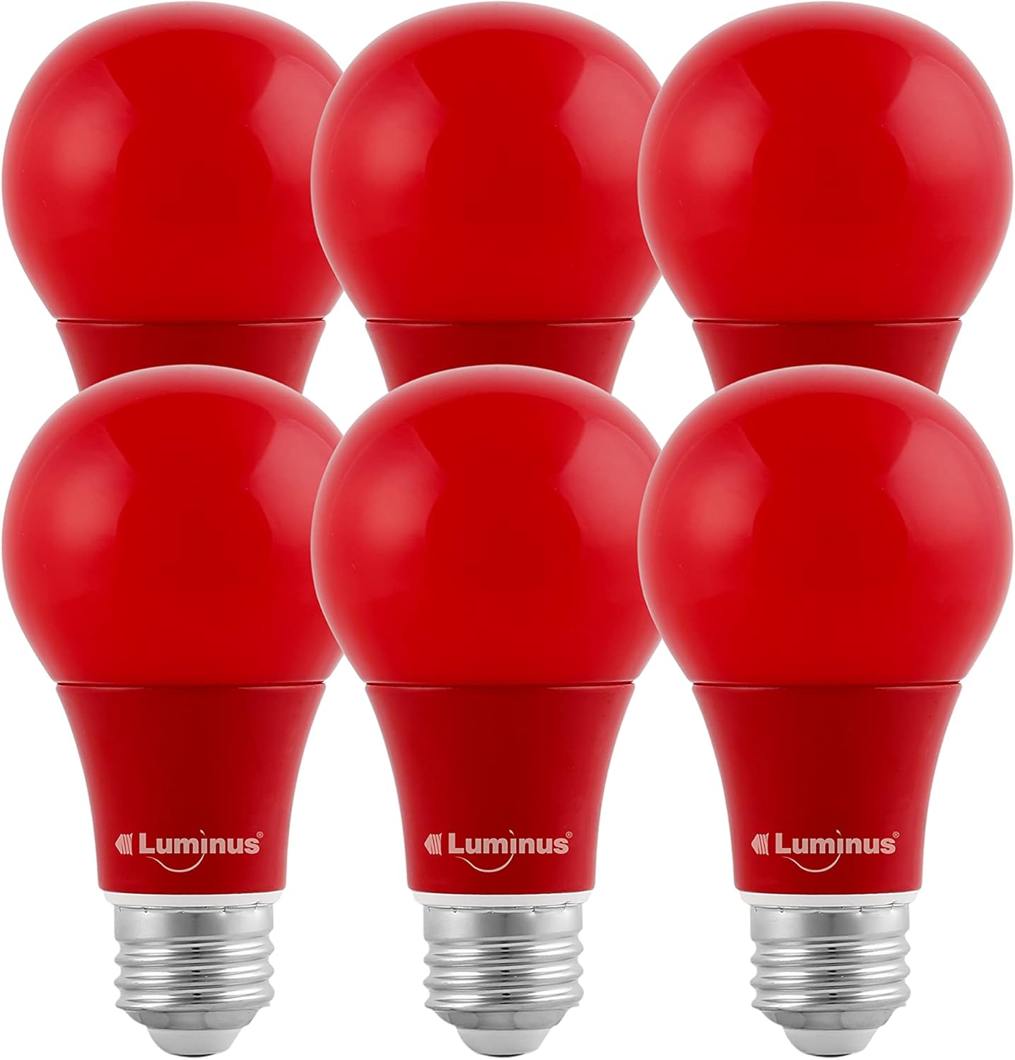 Luminus Led A19 Coloured Red Bulbs, 40W Equivalent (6W) 450 Lumens ...