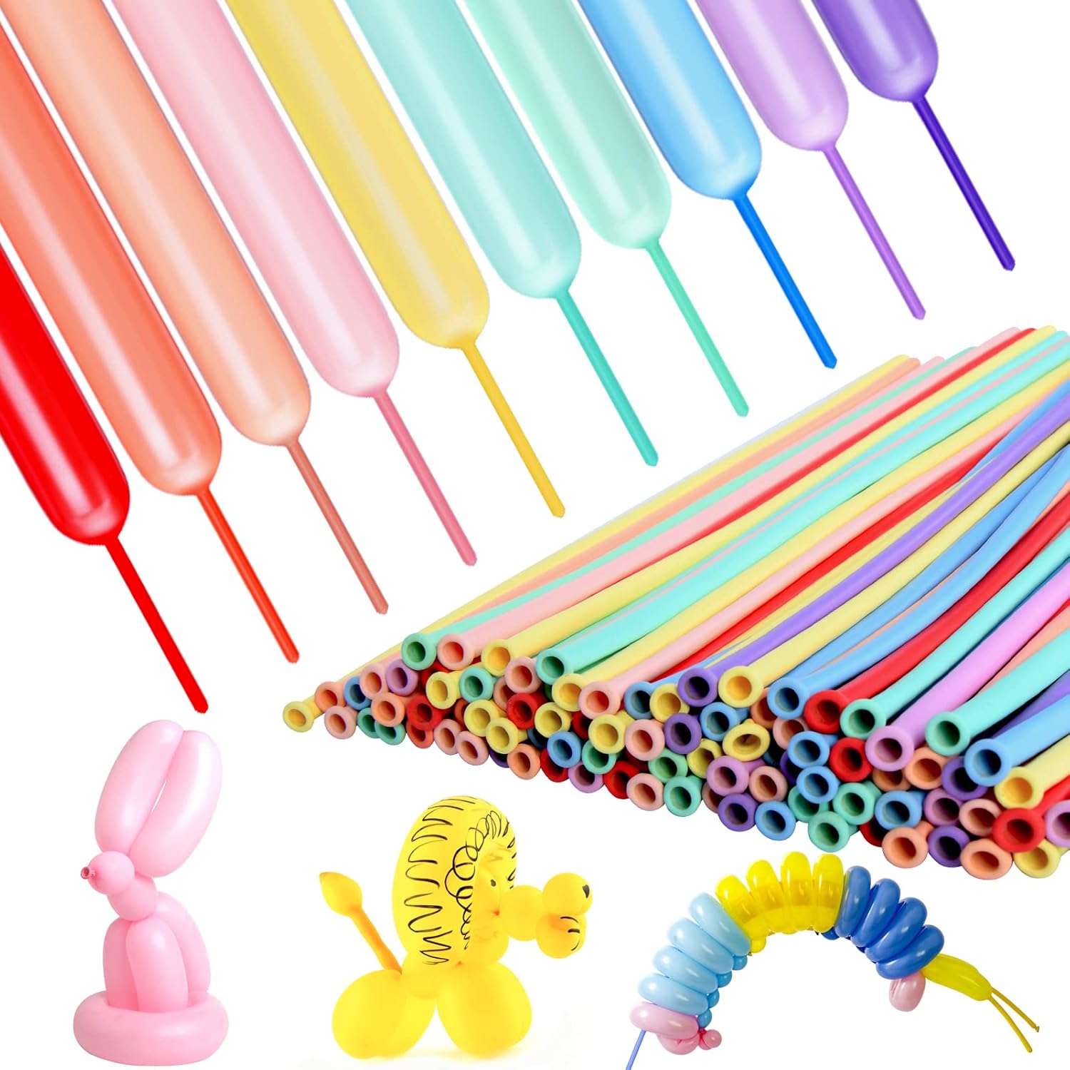 Amazon.com: 210pcs 260 Pastel Long Balloons - Assorted Colors Long ...
