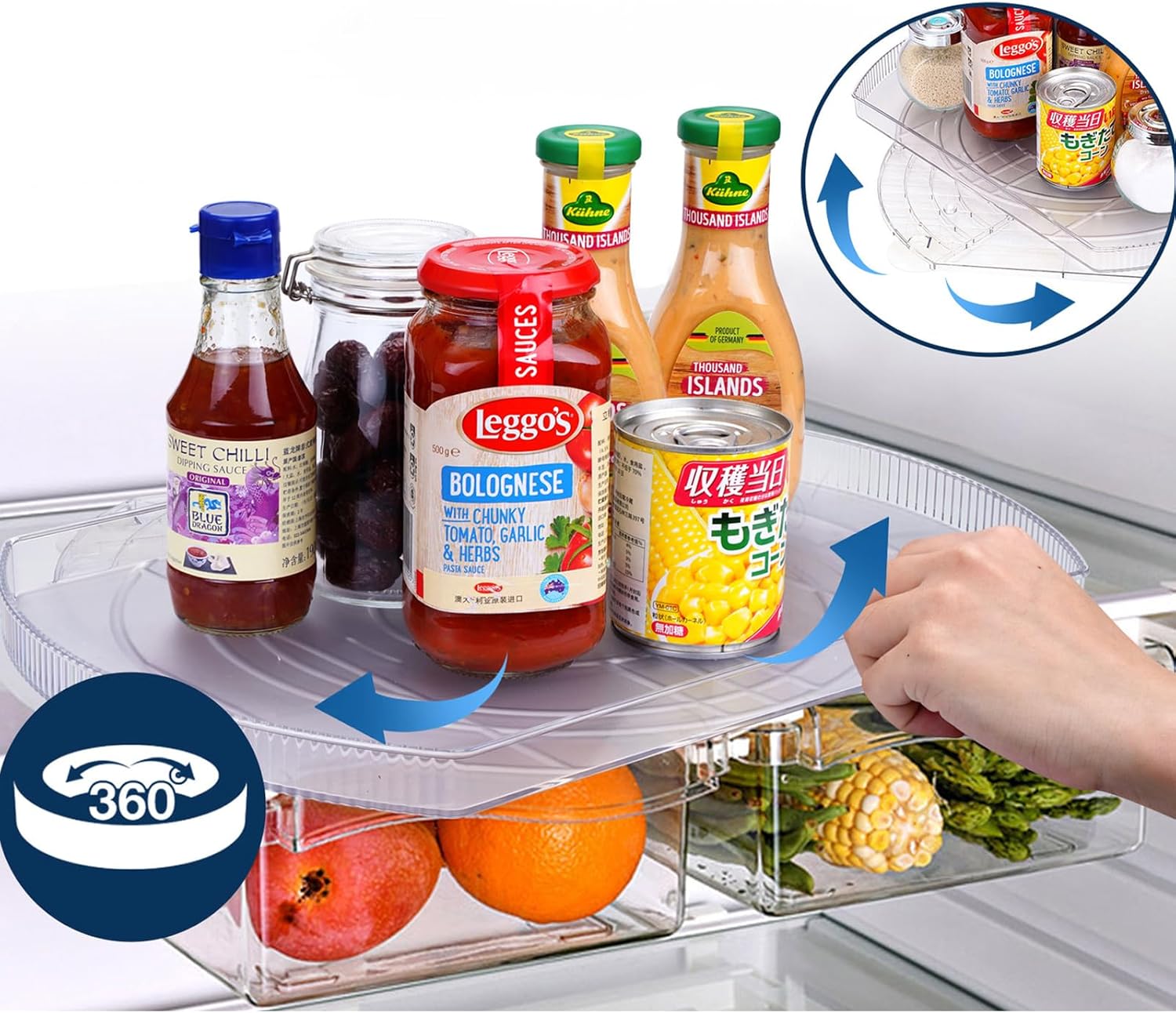 Amazon.com - WYLWLS Square-Lazy-Susan-Turntable-Organizer-Refrigerator ...