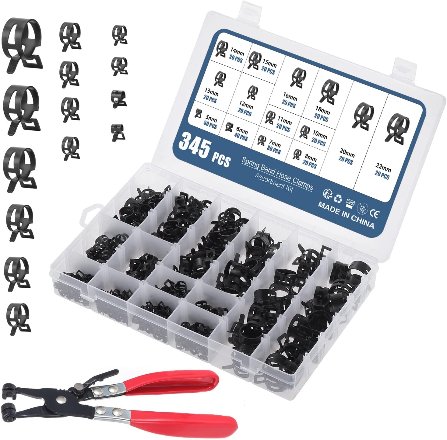 Amazon.com: Kyuionty 50Pcs Spring Band Clips 1/2" 12mm Air Hose Tube ...