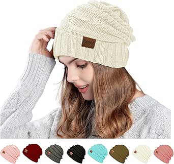 Rosoz 1&2pack Womens Winter Hats Slouchy Beanies Knit Warm Winter ...