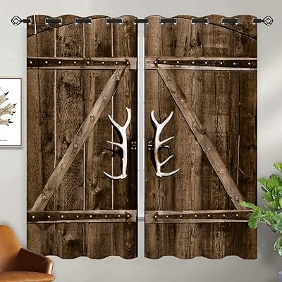 Amazon.com: Cinbloo Rustic Barn Door Curtains Rod Pocket Farmhouse ...