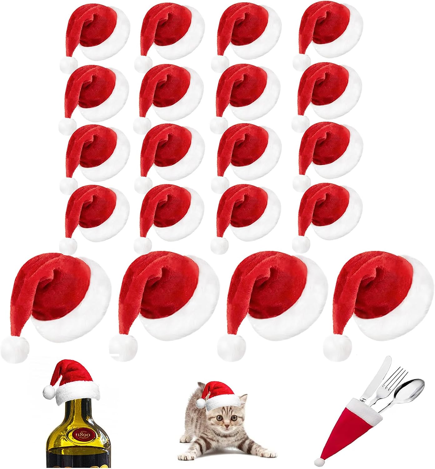 Amazon.com: GHAMYEE 24pcs Mini Santa Hat Crafts 2inch 3inch, Small ...