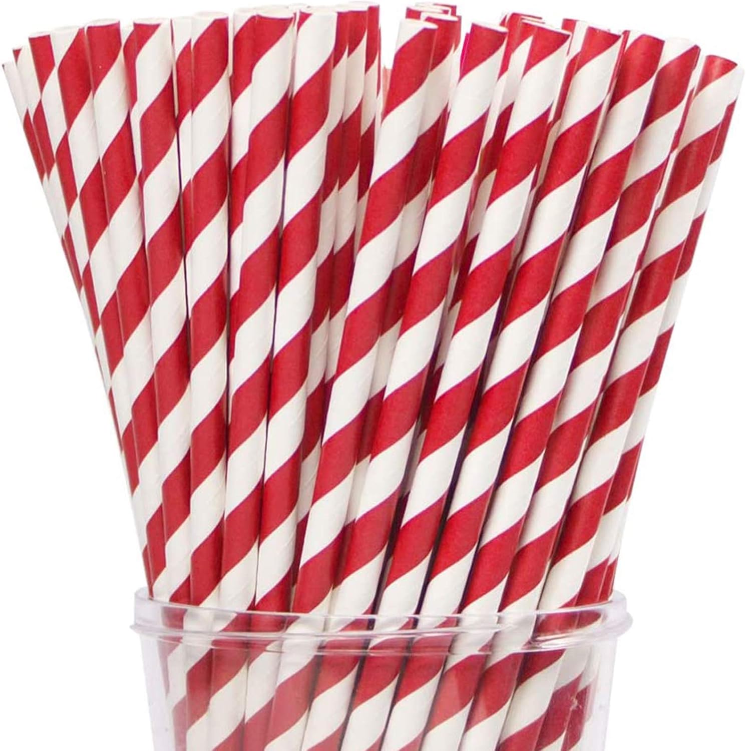 Amazon.com: Webake Paper Straws Biodegradable Bulk 200 Red Striped ...