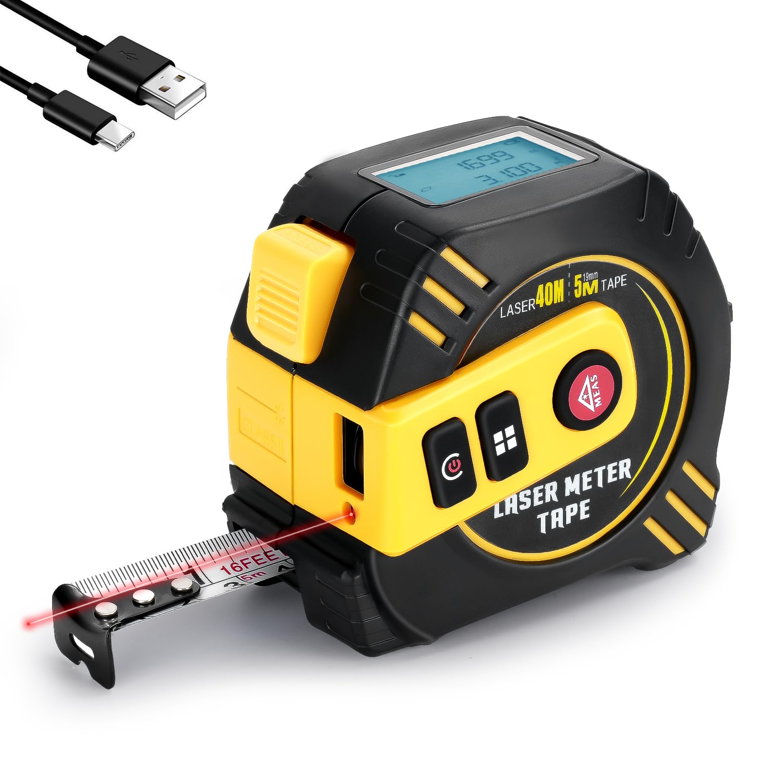 Amazon.com: Digital Laser Tape Measure,131ft Laser Distance & 16ft Tape ...