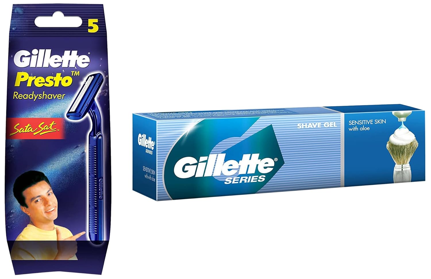 Gillette Sensitive Pre Shave Gel Tube - 60 g & Gillette Presto Manual ...
