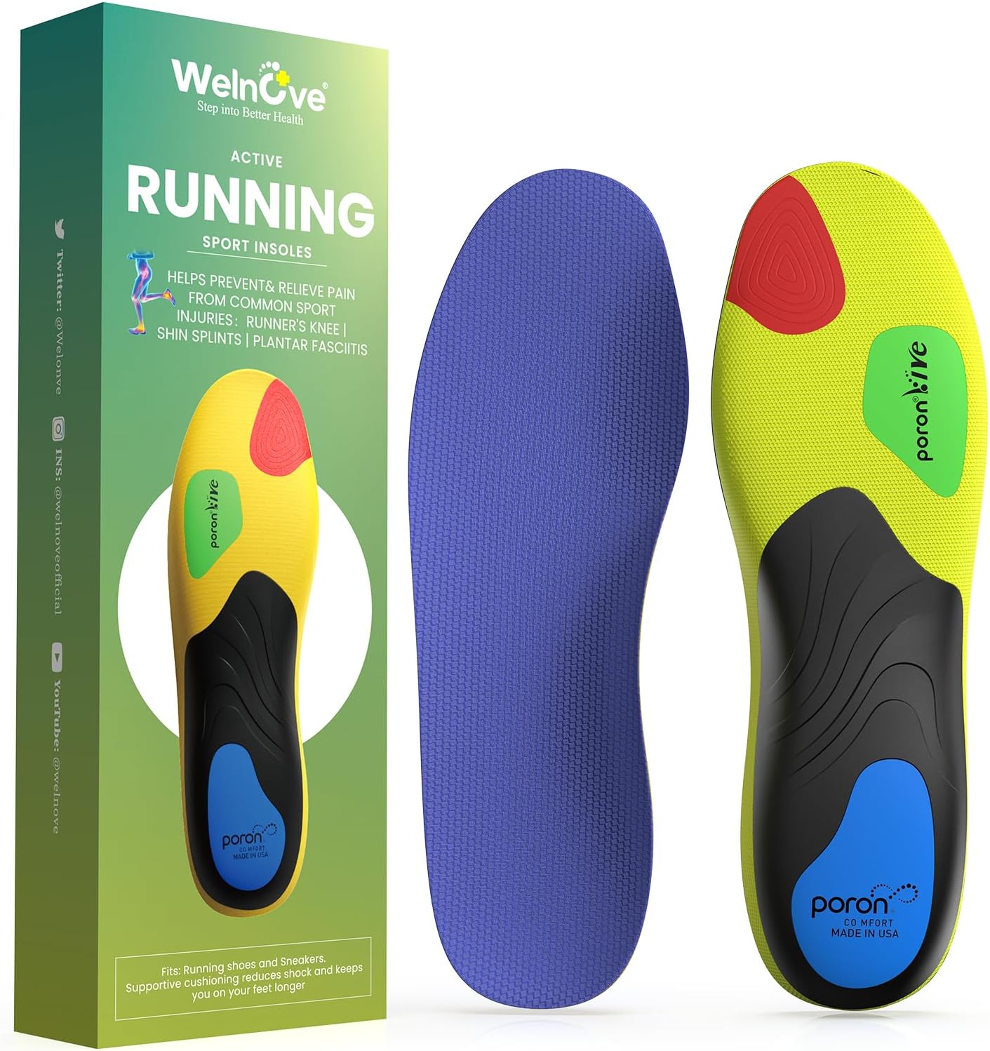 Amazon.com: Welnove Professional Sport Insoles for Runing,Walking ...