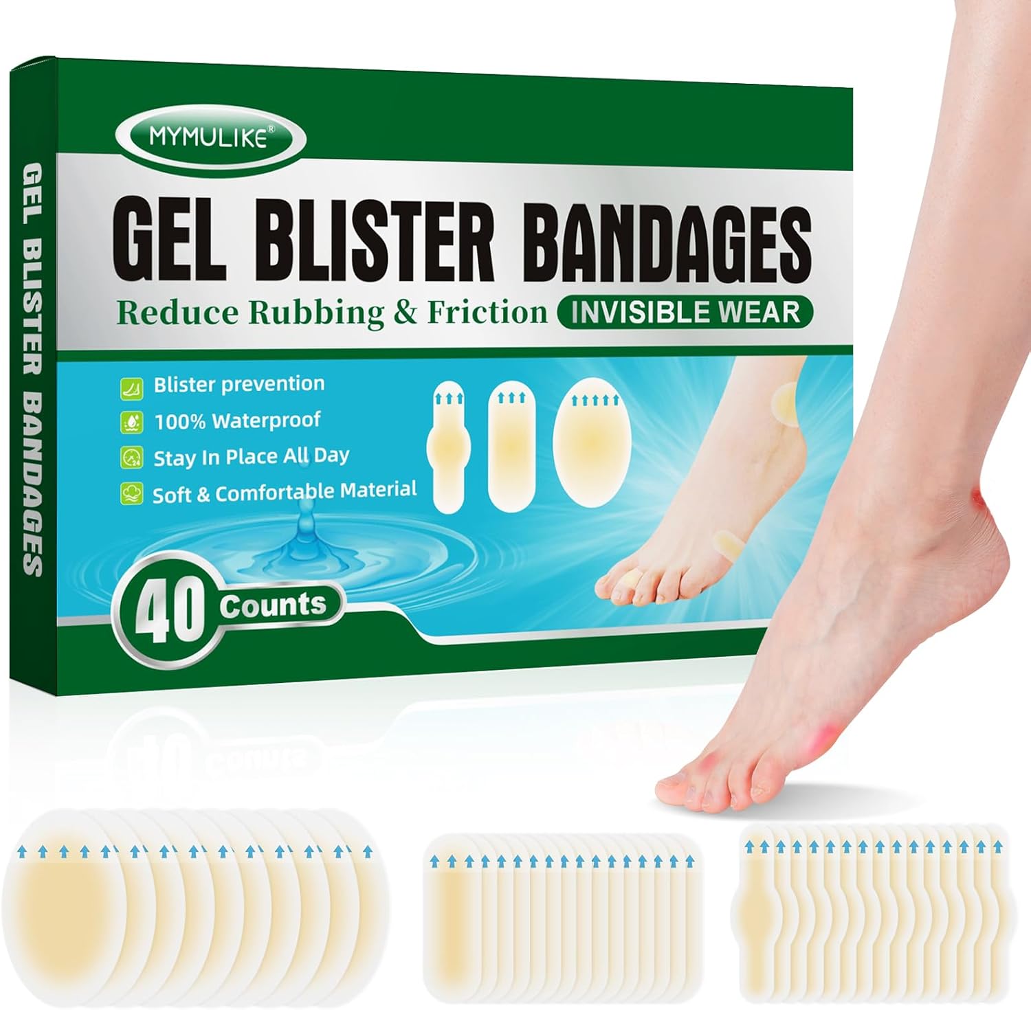 Amazon.com: MYMULIKE Blister Bandages for Feet | Toes - 40Pcs ...