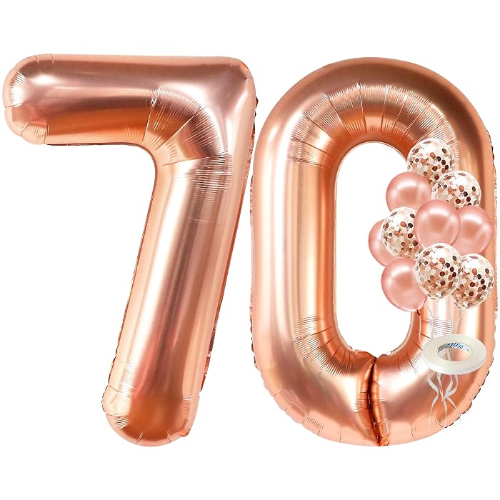 Buy Rose Gold 70 Number Balloons - Large, 7 and 0 Mylar Rose Gold ...